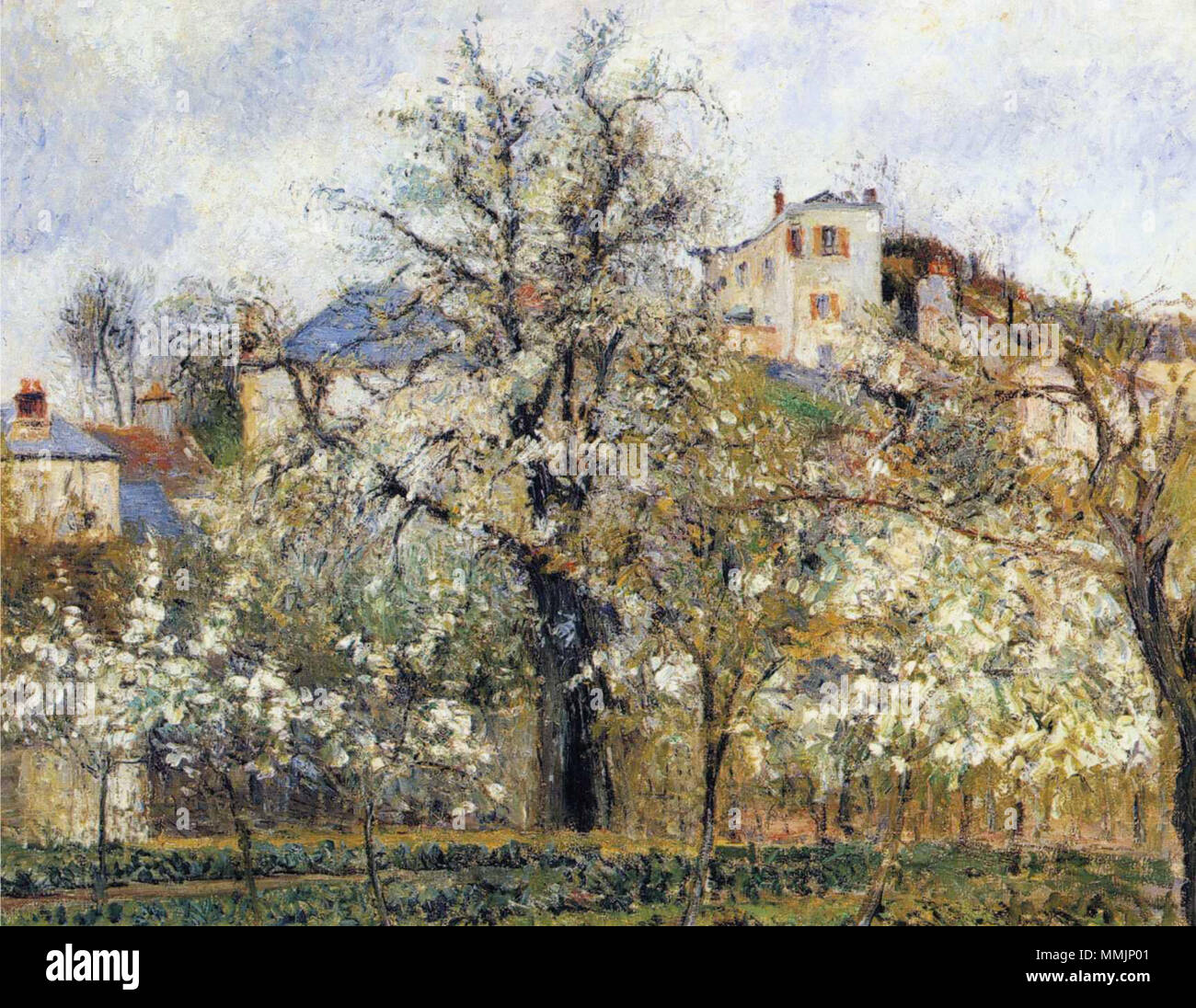 Orchard with Flowering Trees, Spring, Pontoise. 1877. Camille Pissarro ...