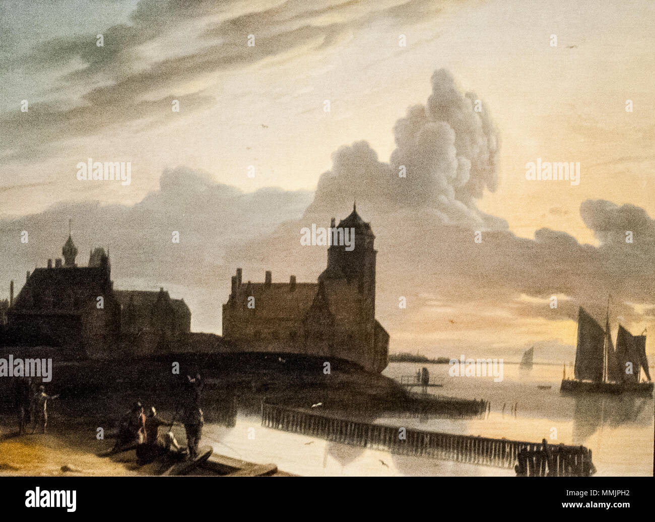 German River Landscape with a Town Berckheyde - German River Landscape ...