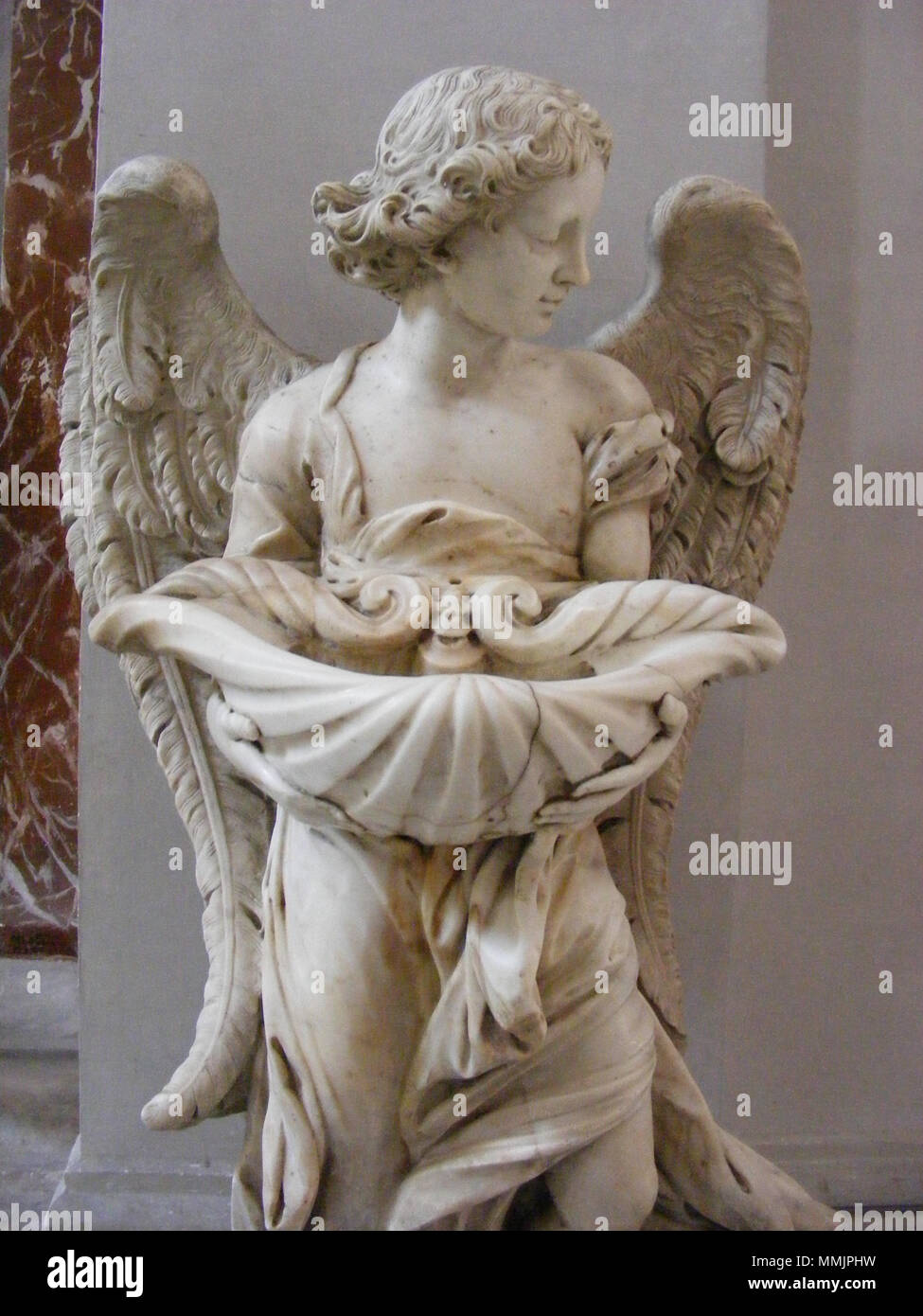 . Rome English: Front view of Angelo acquasantiera at Santa Maria degli ...