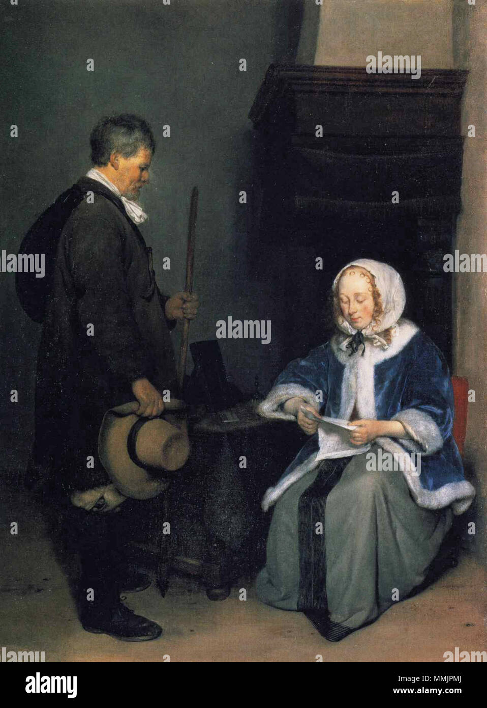 A Lady Reading a Letter. circa 1660. Gerard ter Borch - A Lady Reading ...