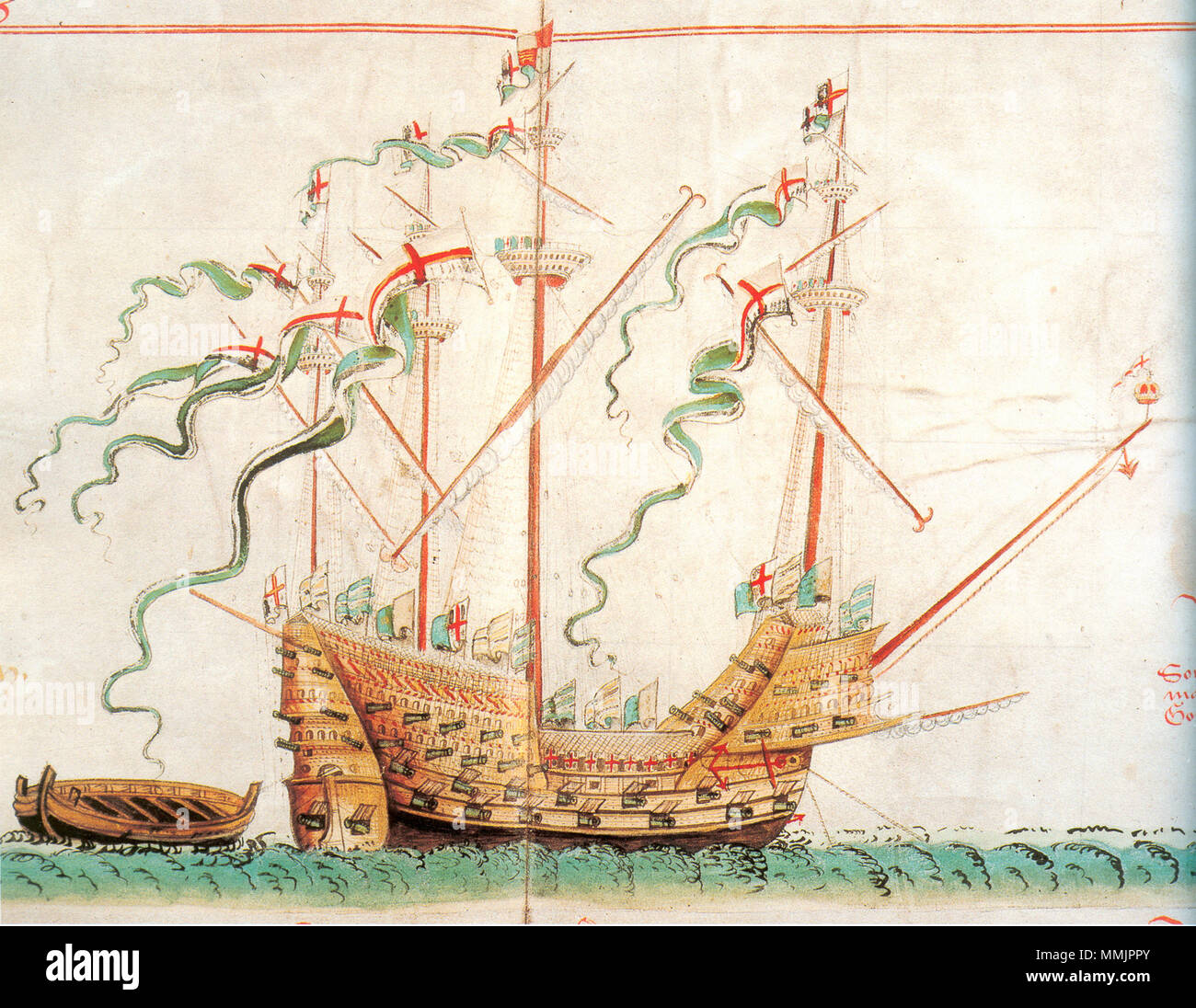 . English: Illustration of the carrack Henry Grace a Dieu, also known ...