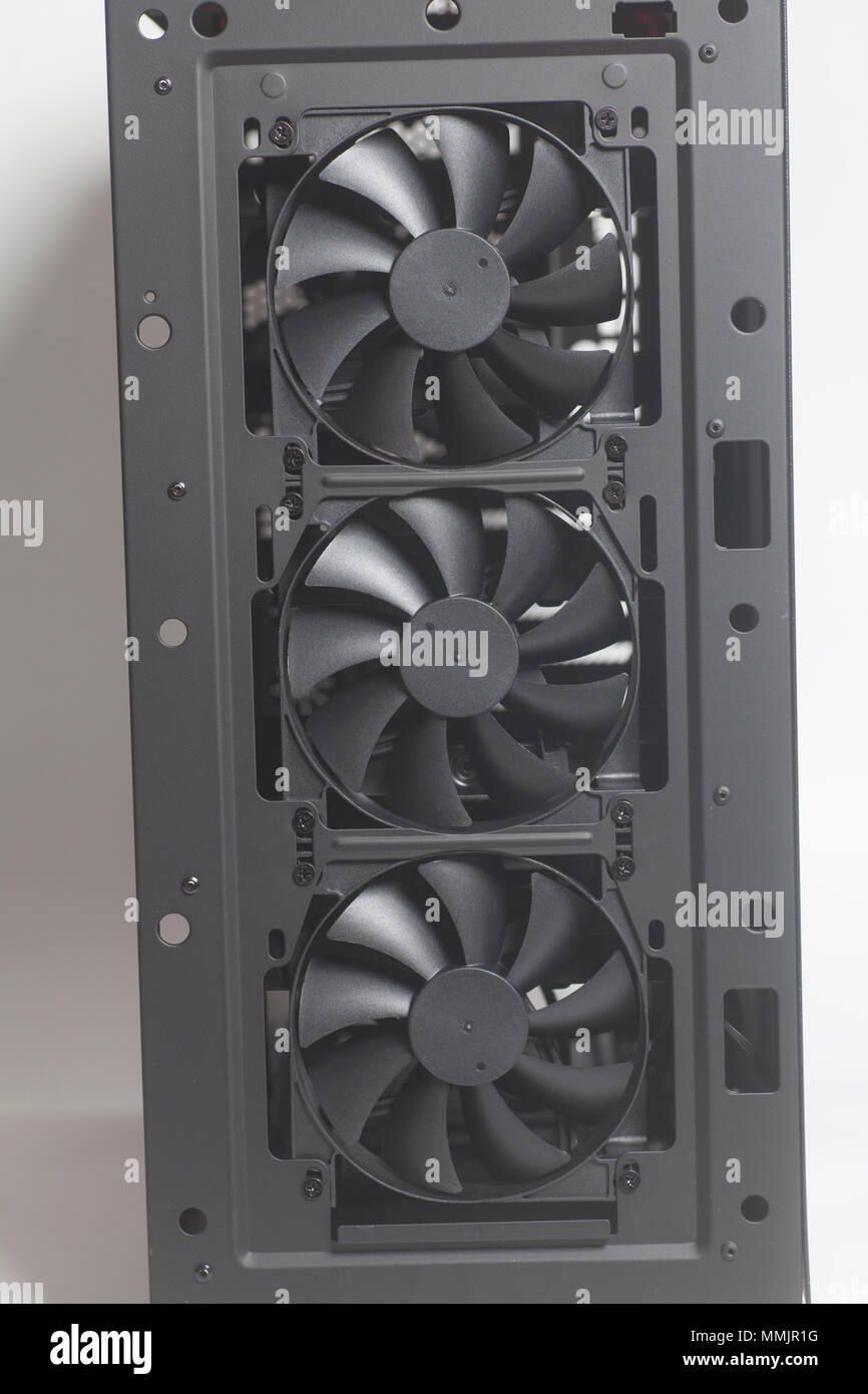 Cooler Fan inside Desktop Computer Case PC on white background Stock ...