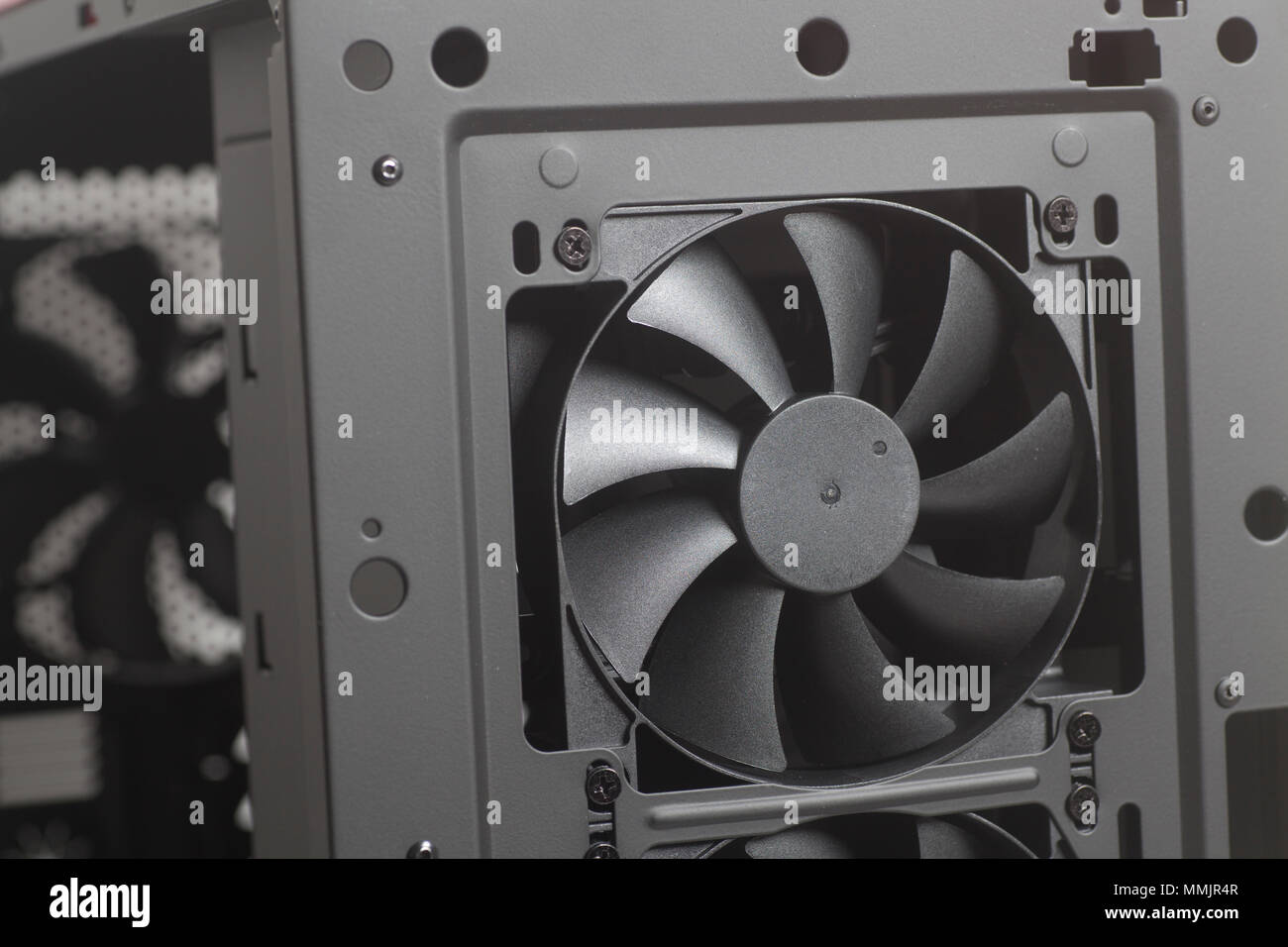 Cooler Fan inside Desktop Computer Case PC close up Stock Photo - Alamy