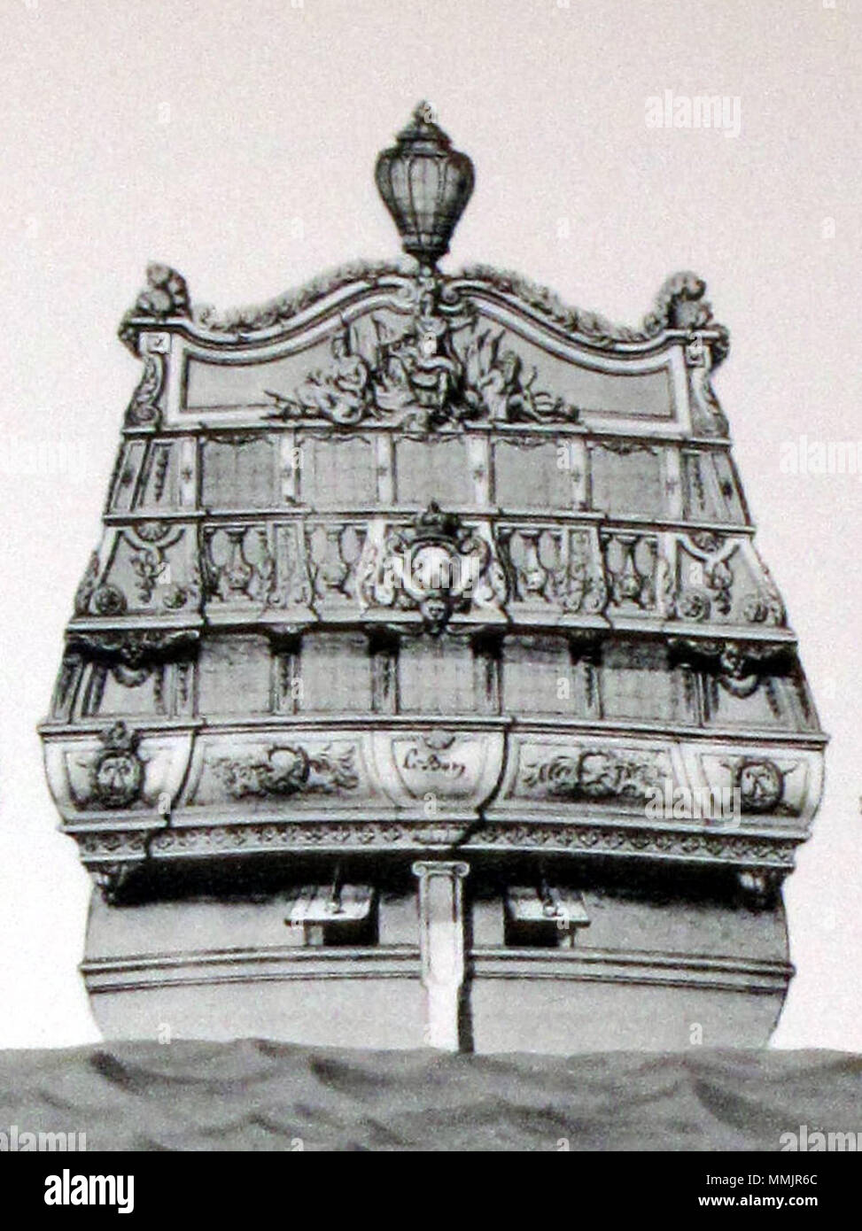 . French ship Bon . Contemporary drawing. Philippe Caffieri 90 Bon ...