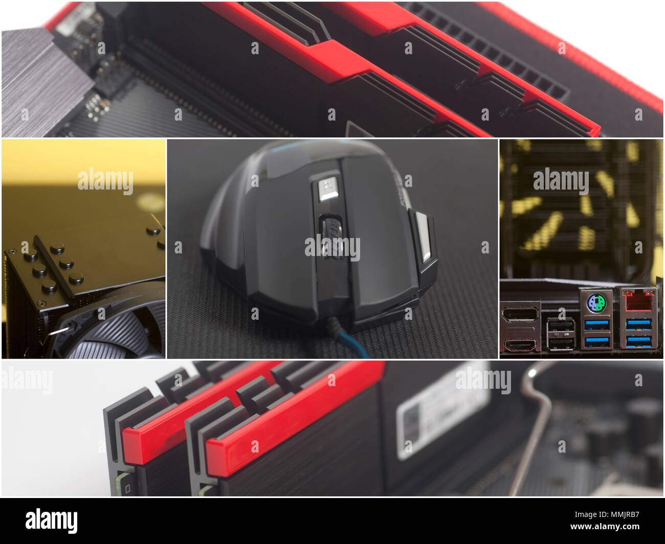 Collage of personal computer components. Close Up Stock Photo - Alamy