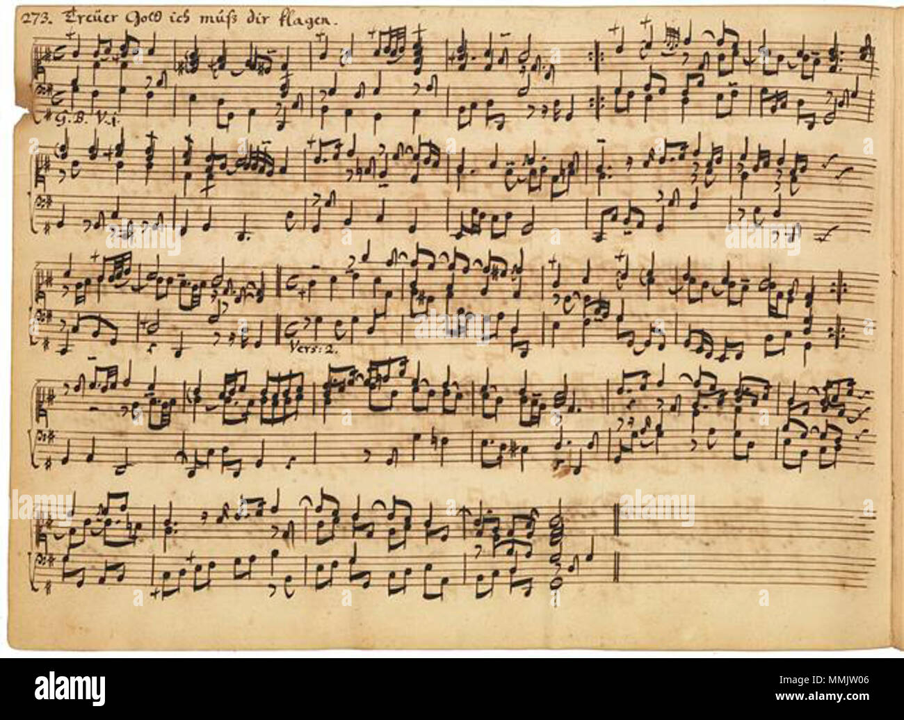 . Autograph manuscipt of the chorale partita for organ, Treüer Gott ...