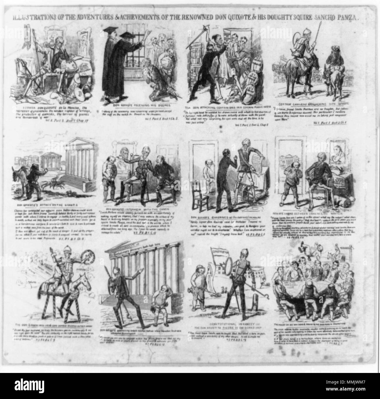 Don quixote book engraving Black and White Stock Photos & Images - Alamy
