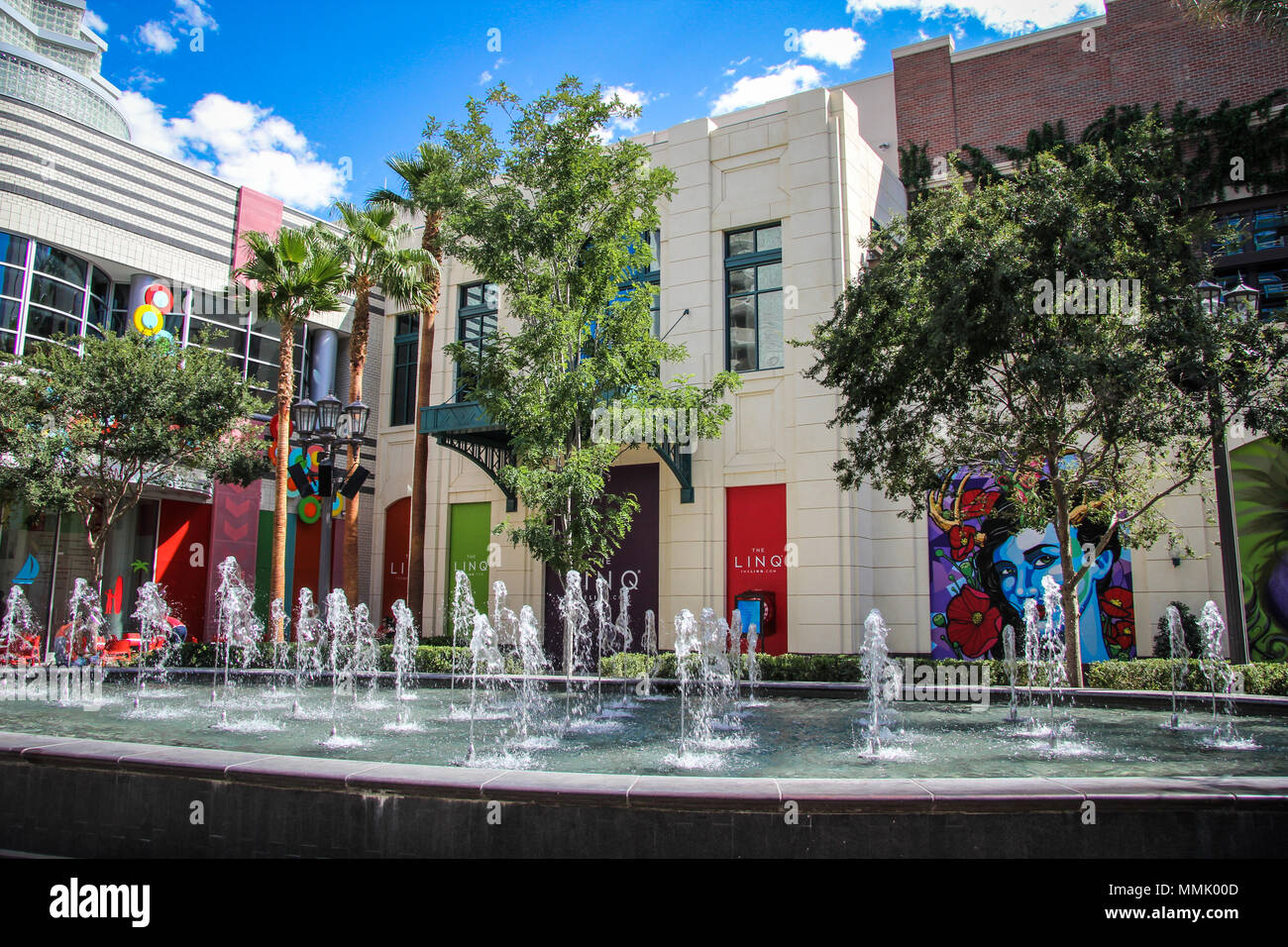 Fountain at the LINQ Promenade in Las Vegas Nevada Stock Photo - Alamy