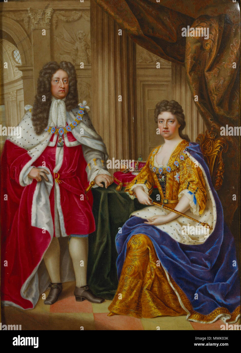 Queen Anne (1665-1714) and Prince George of Denmark (1653-1708). 1706 ...