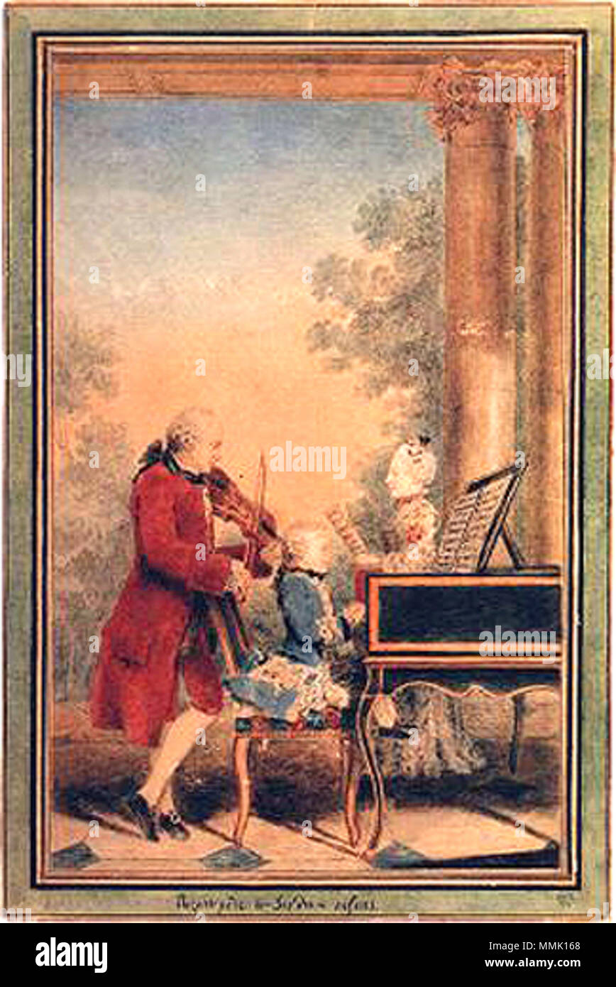 English: Leopold Mozart and his children, Wolfgang and Maria Anna ...