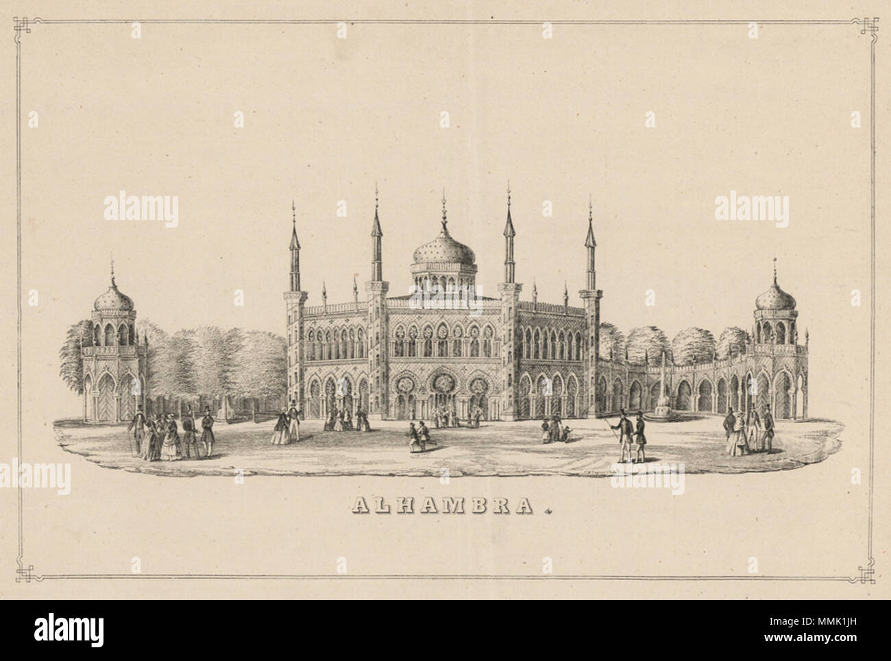 . English: Lithography of the Moorish Castle, a theater built in ...