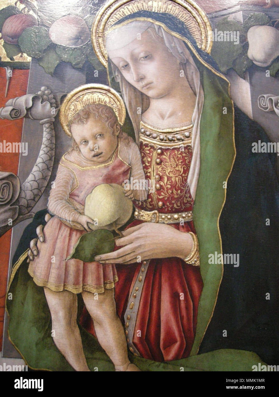 Madonna and Child Enthroned with Donor. detail. 1470. Carlo crivelli, madonna in trono con ...