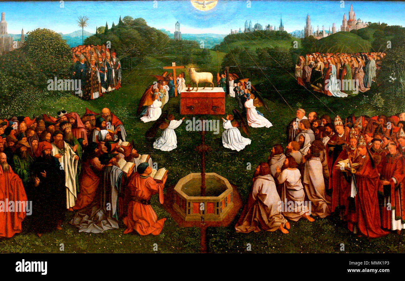 Dutch: Het Lam Gods (open) The Ghent Altarpiece Open. circa 1430–32 ...