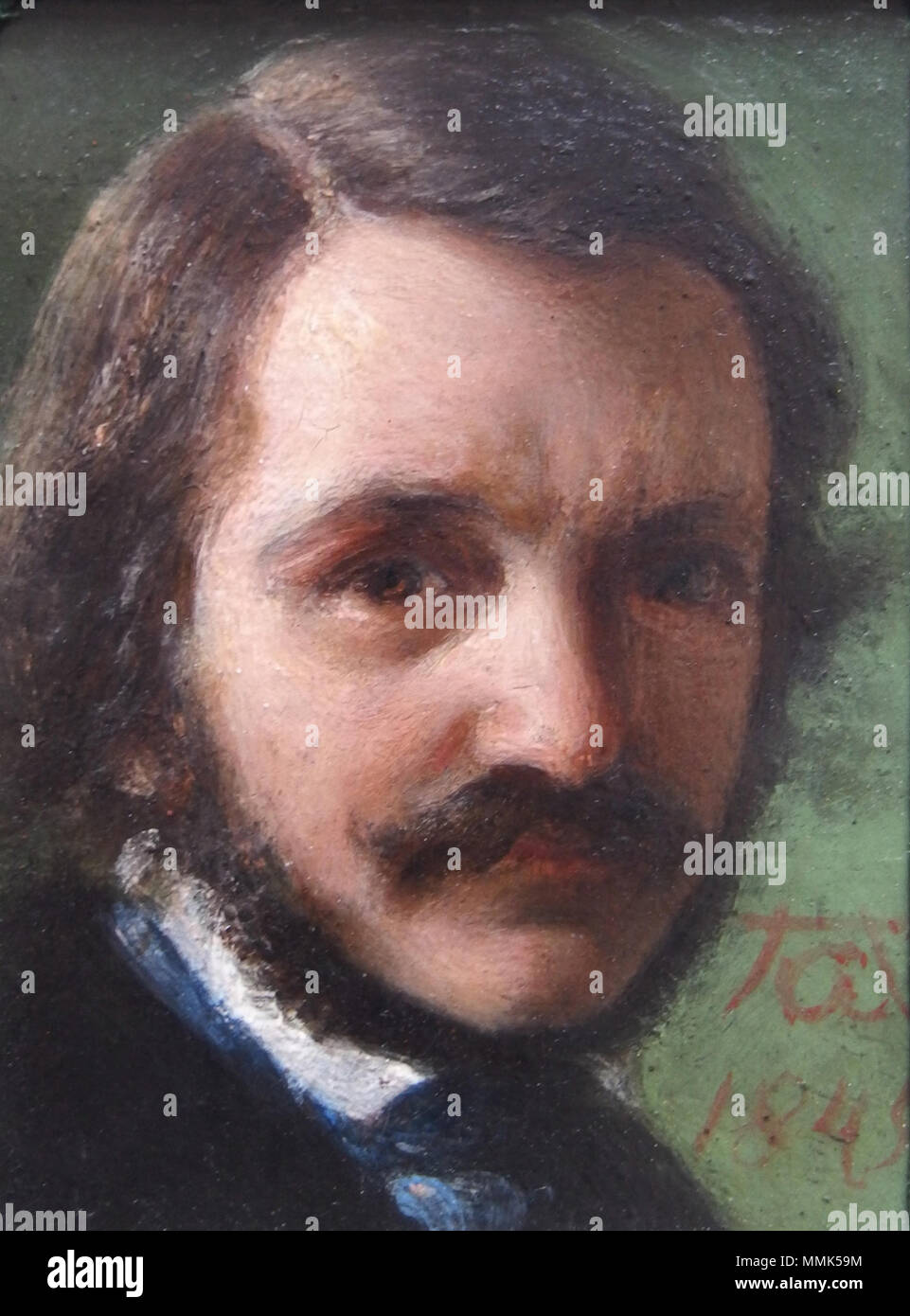 . English: self-portraet of August Grahl, painting on ivory plate, 4,5 ...