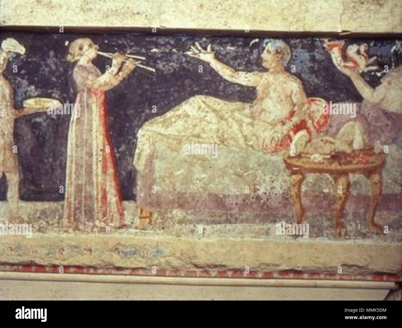 . English: An ancient Macedonian fresco of a dining scene from the tomb ...