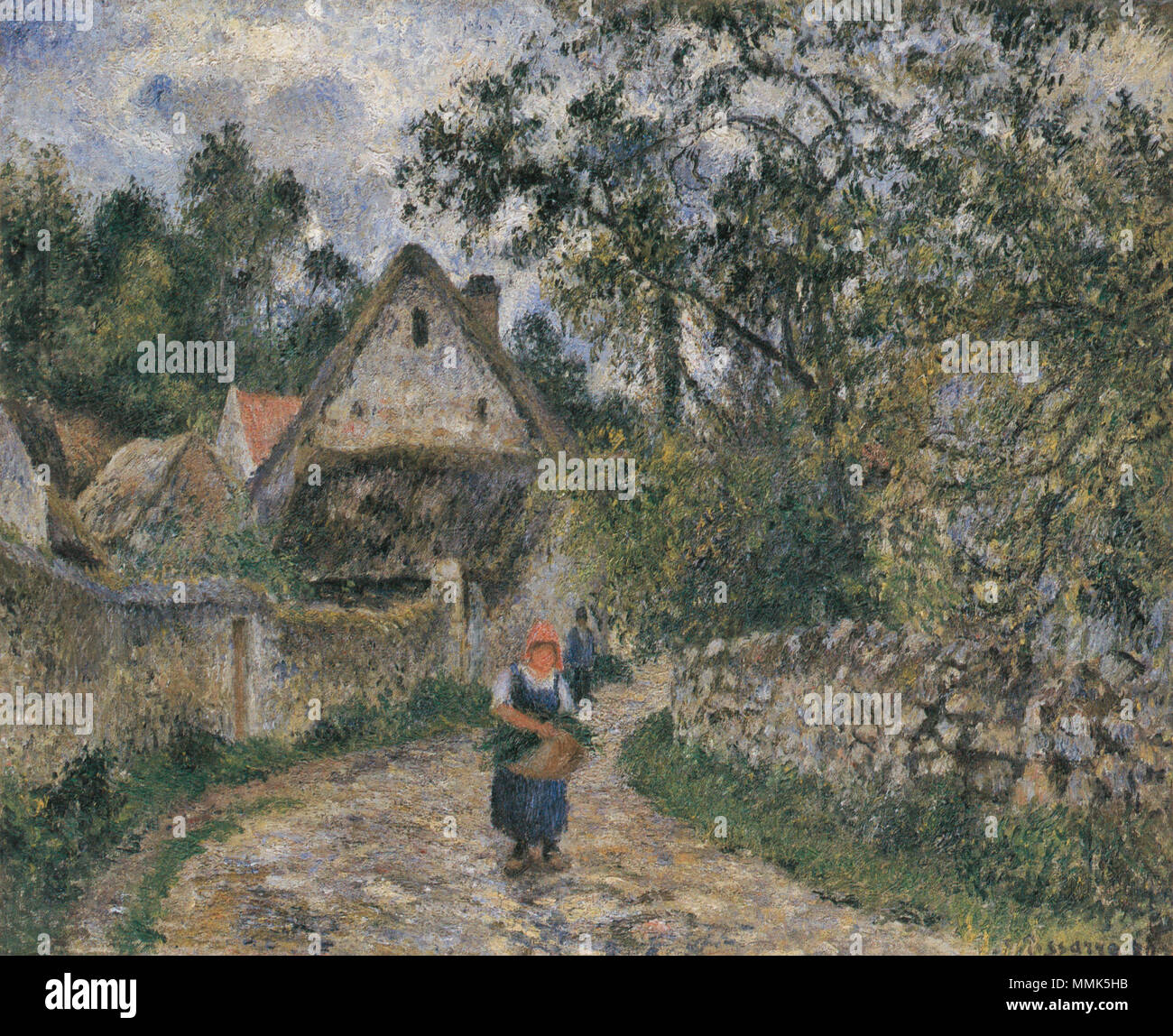 Camille Pissarro - Chaumières au Valhermeil (avec figure) - 1880 Stock ...
