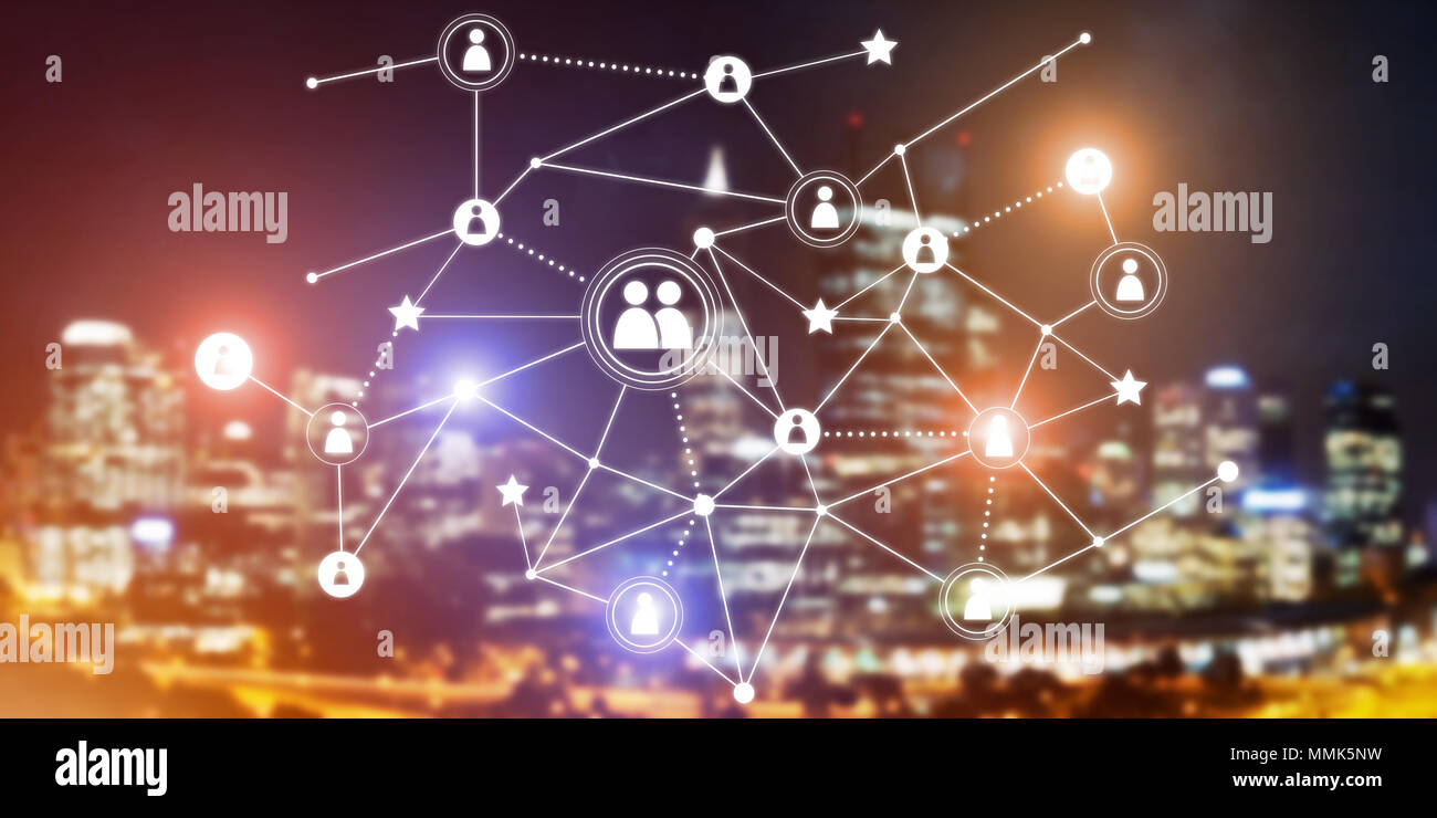 Background conceptual image with social connection lines on dark ...