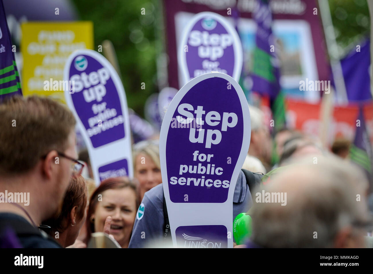 Demonstrators during a tuc rally in central london hi-res stock ...