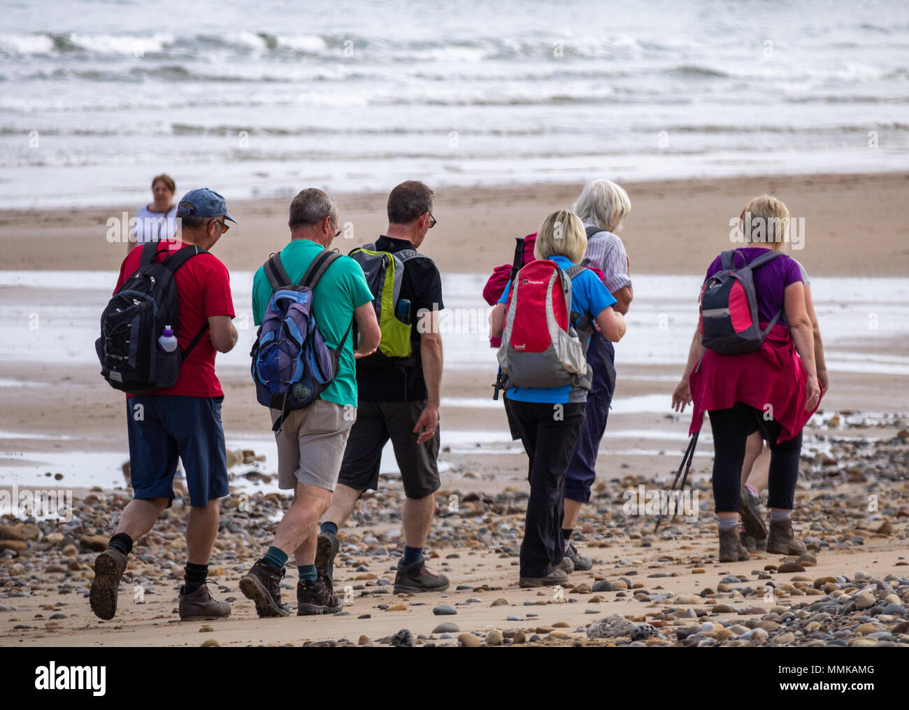 Walkers at Saltburn by the sea, North Yorkshire, England. UK Stock ...