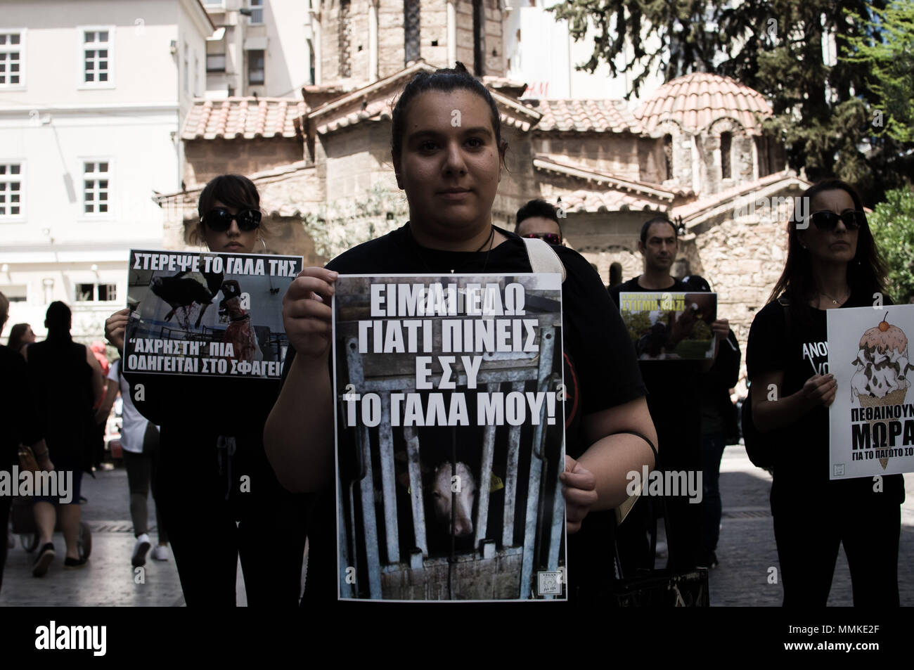 Athens, Greece. 1st Jan, 2006. A woman seen holding a placard with ...