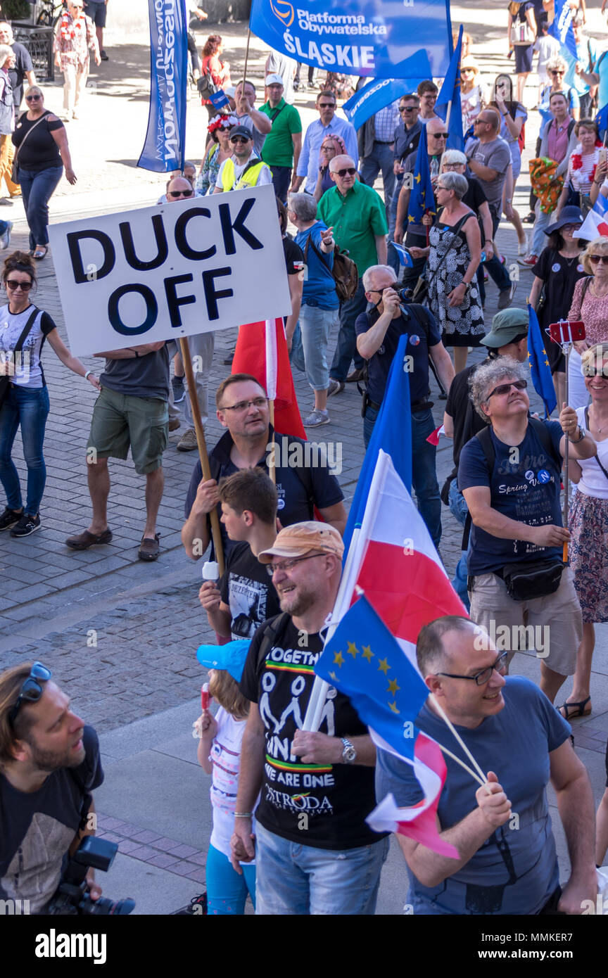 Warsaw, Poland. 12th May 2018. Thousands of anti-government protesters ...