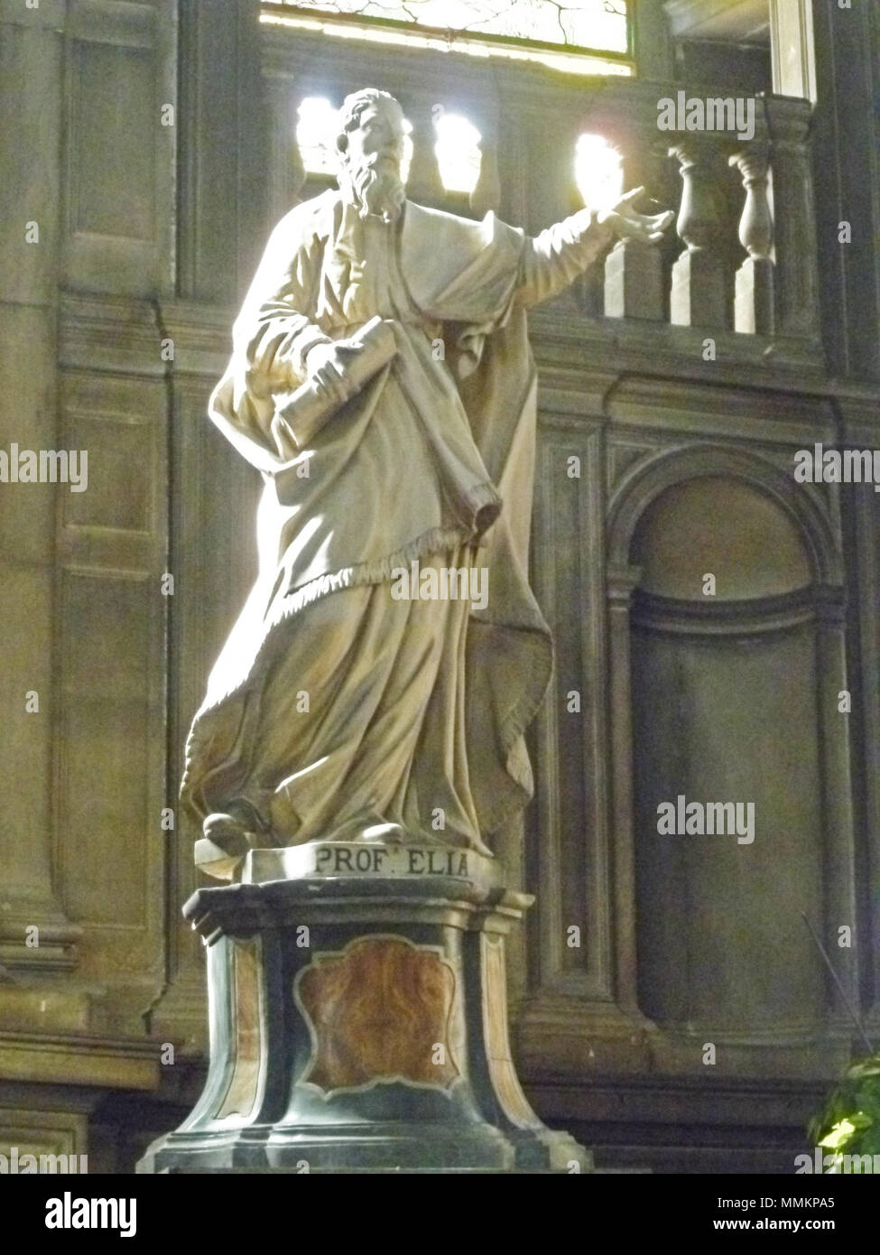 . English: Wooden statue of the prophet Elijah, to the left of the'The ...