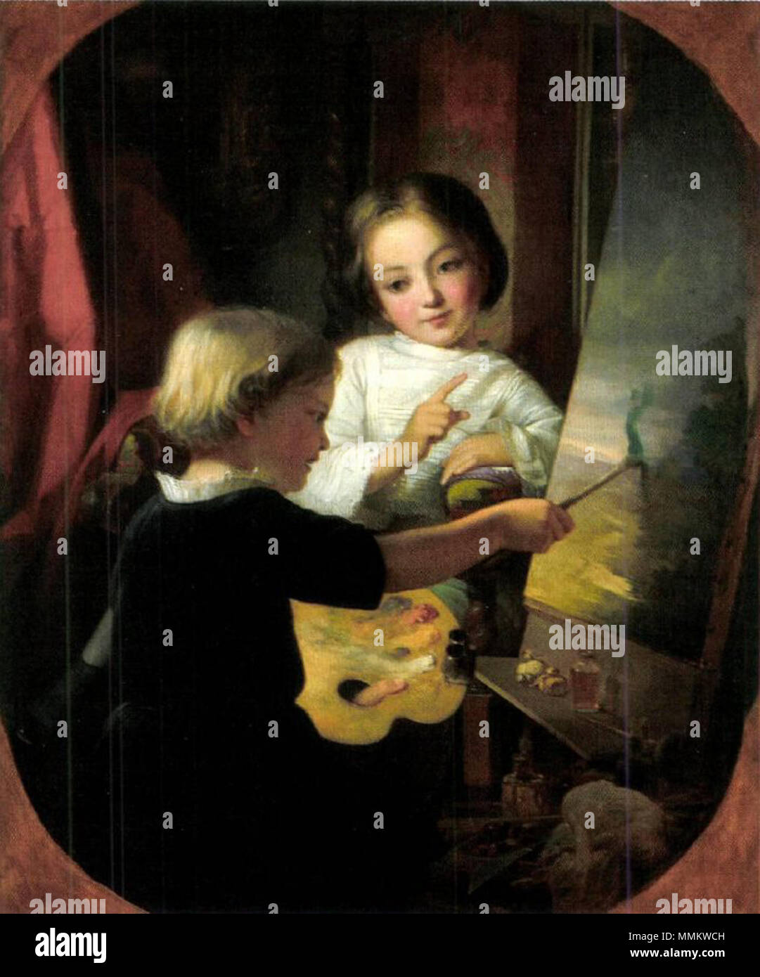 Györgyi The little Painter 1853 Stock Photo - Alamy