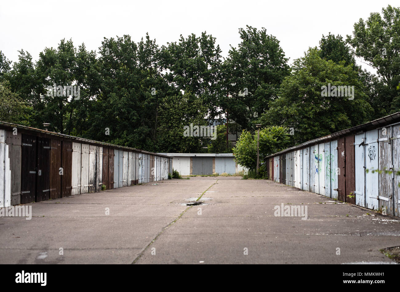 garages in the yard Stock Photo - Alamy