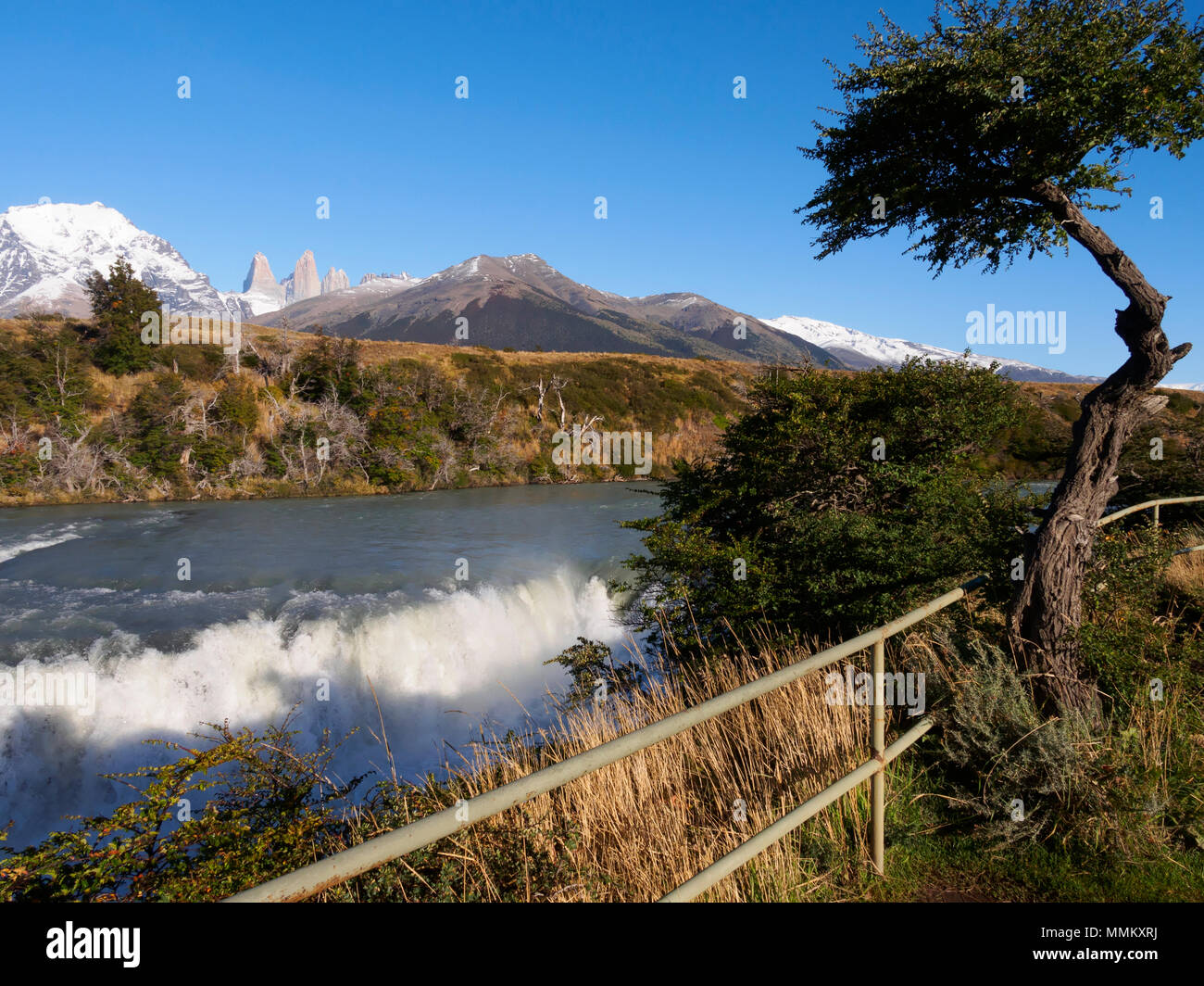 Cascada Paine, Rio Paine, Torres del Paine National Park, Patagonia ...