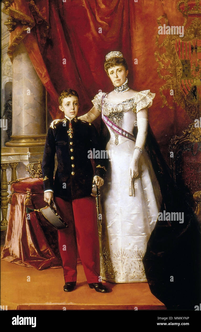 Alfonso XIII y María Cristina Regente. 1898. Luis Alvarez Catalá Stock ...