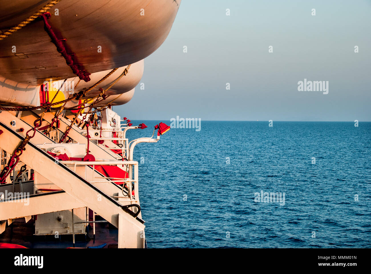 View of the endless sea while travelling on board a ship in the aegean ...