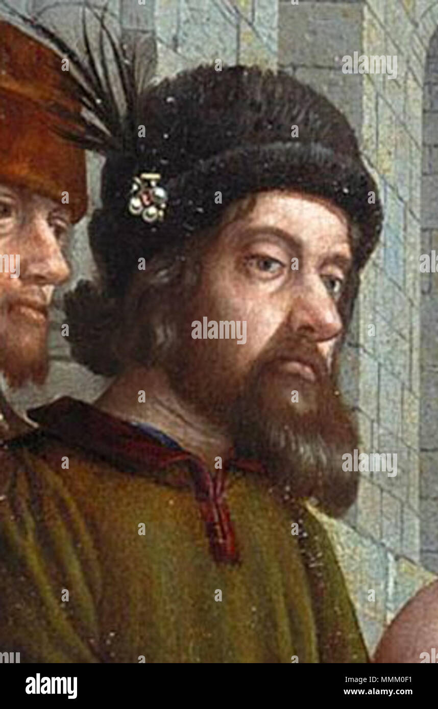 English: Monforte Altarpiece (detail) . circa 1470. Hugo van der goes ...