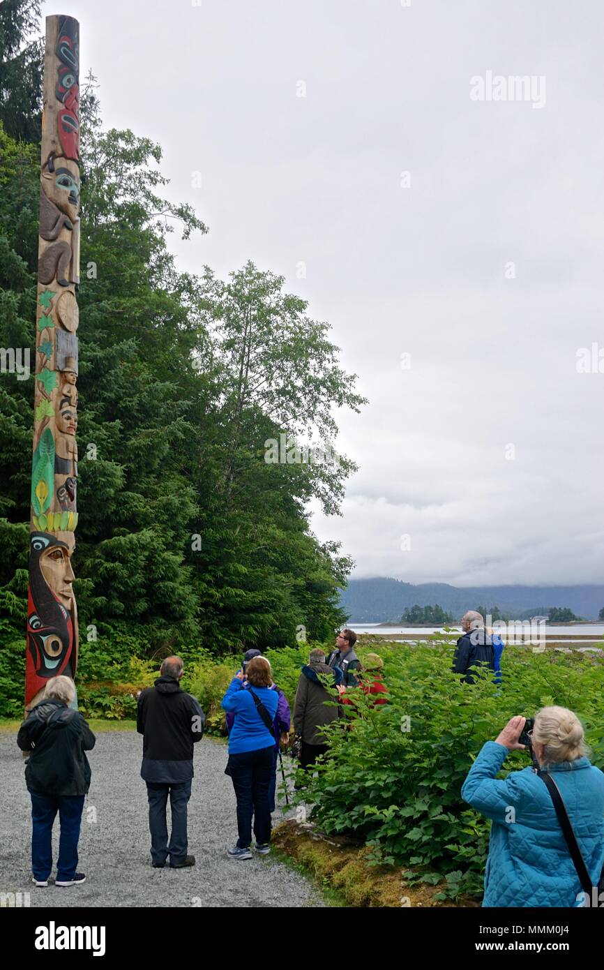 Sitka, Alaska, USA: A guide tells visitors about the history and ...