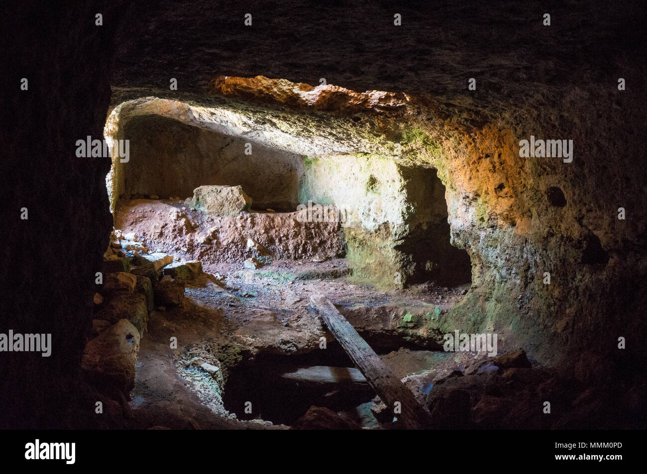 Prison cave near the pirate castle of Antikythera in Greece. Located in ...