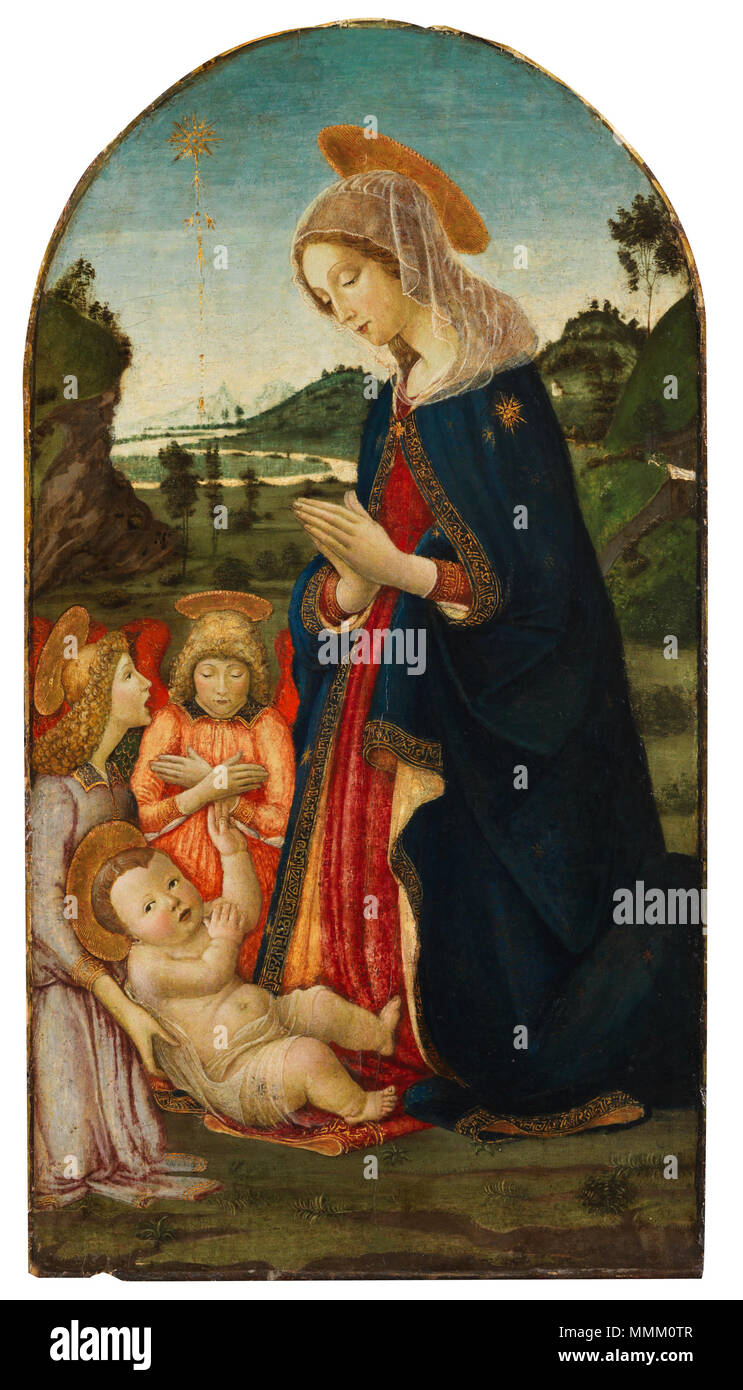 Adoration of christ with two angels. fourth quarter of 15. Botticini ...