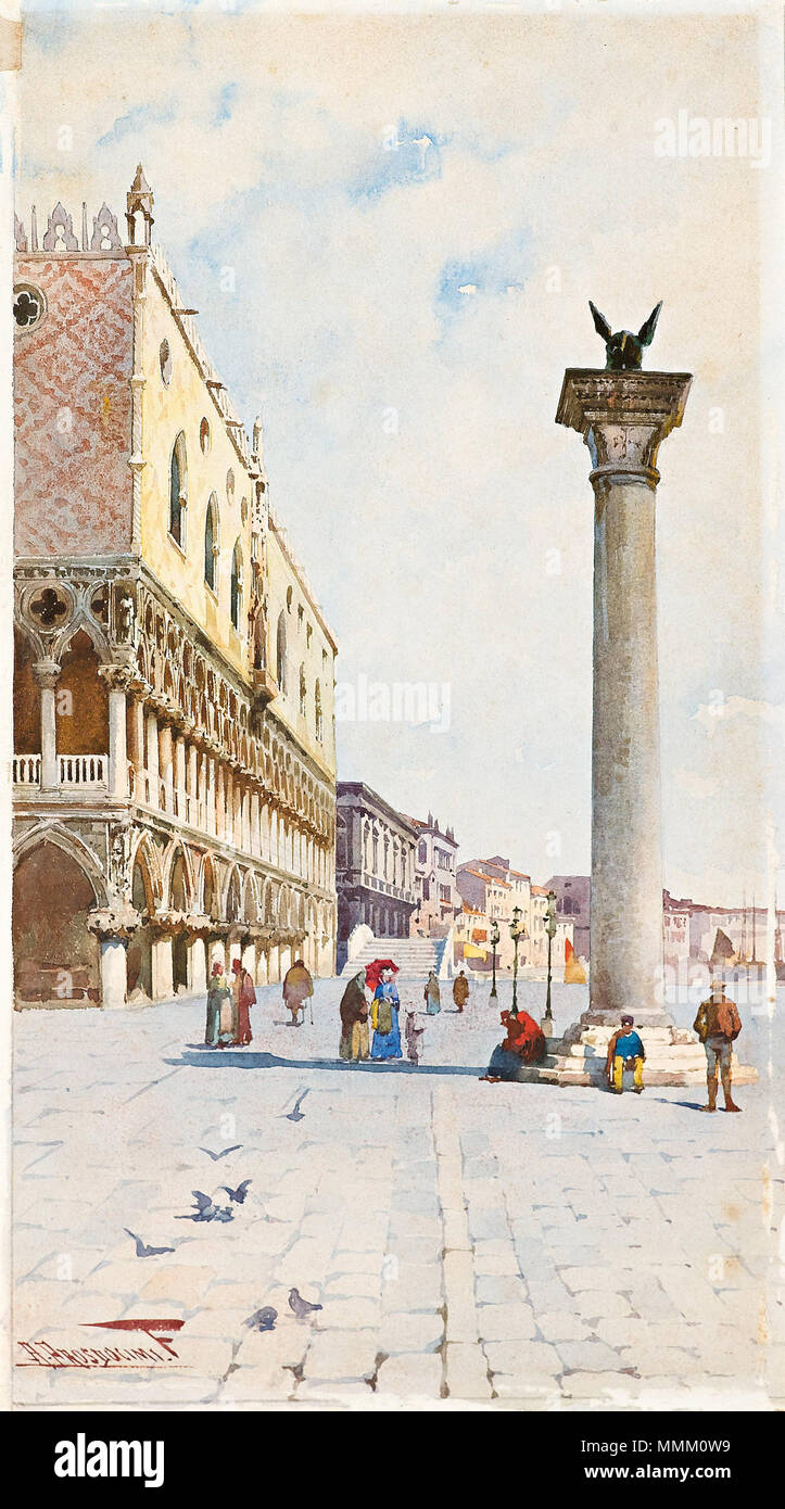 . German: Blick auf den Dogenpalast . turn of the 19/20th century ...