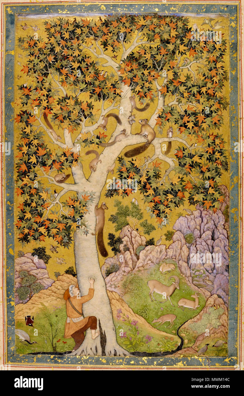 . English: Abu'l Hasan and Mansur Squirrels in a Plane Tree, ca. 1610 ...
