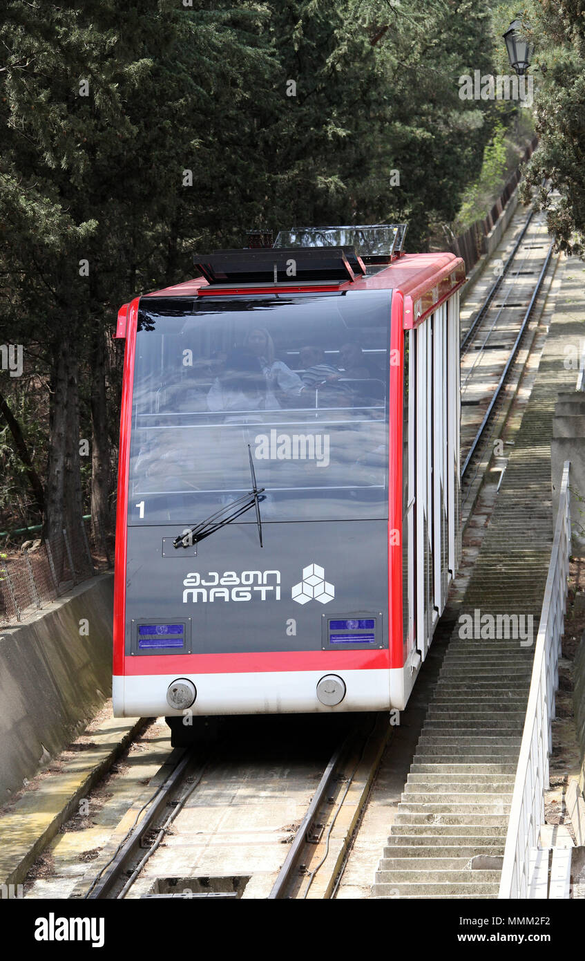 Tbilisi Funicular Ride up Mount Mtatsminda Stock Photo - Alamy