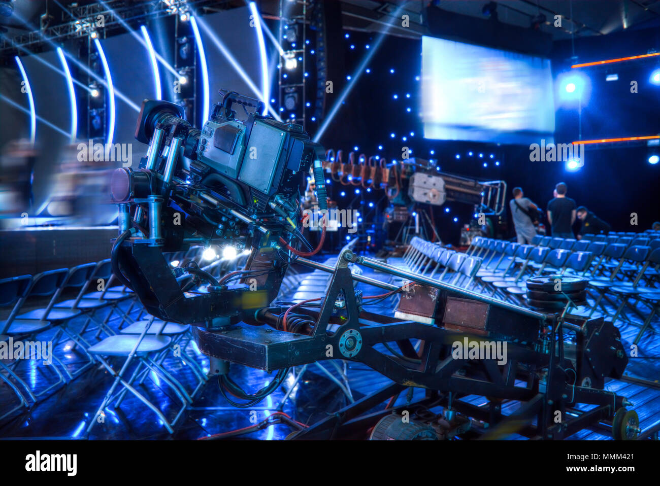 TV studio for filming programs and news Stock Photo - Alamy