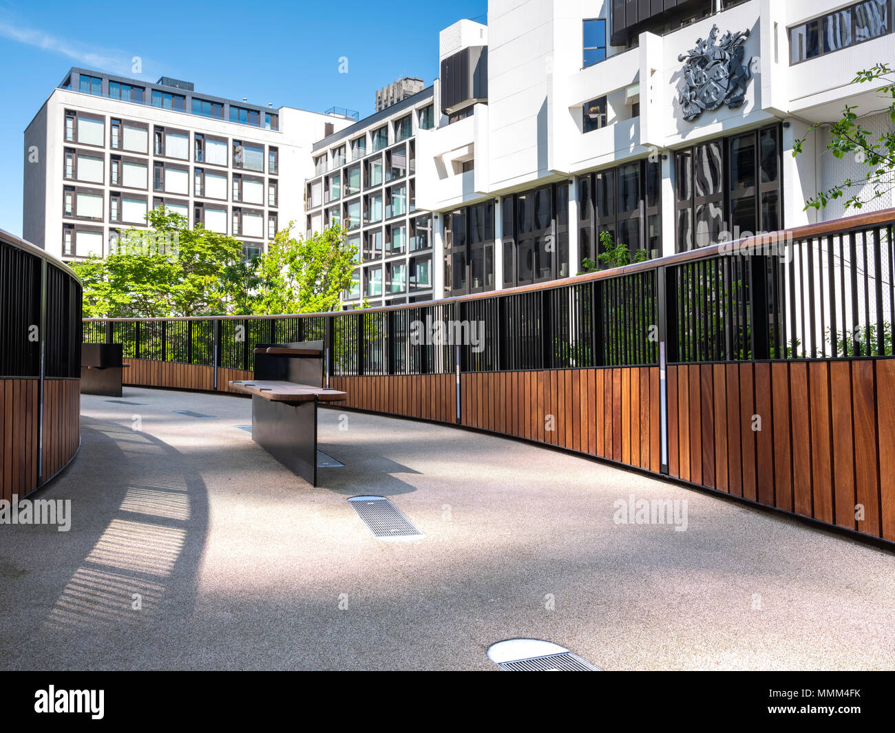 The newly reinstated and refubished St Alphege High Walk on London wall ...
