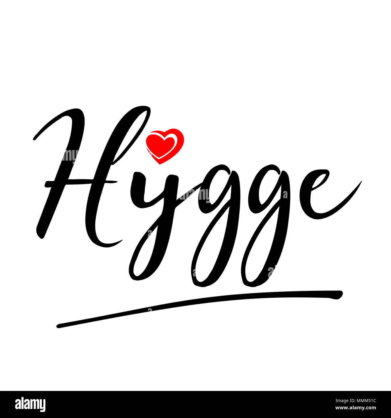Hygge handwritten lettering illustration Stock Photo - Alamy
