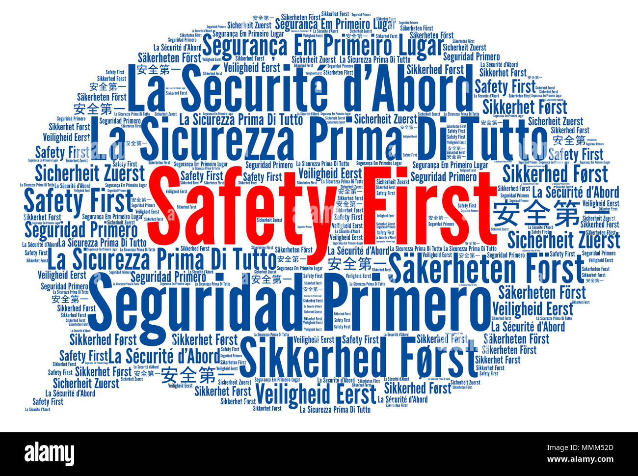 Safety first in different languages word cloud Stock Photo - Alamy