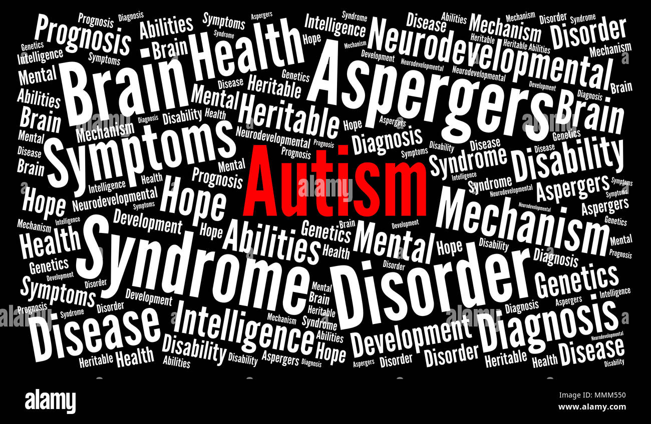 Autism word cloud concept illustration Stock Photo - Alamy