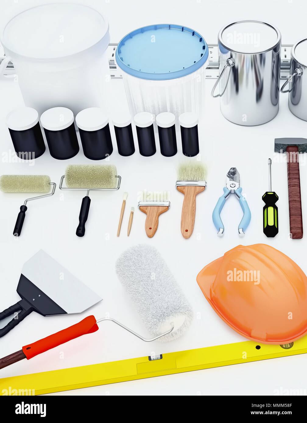 Tools for construction and renovation isolated on white background ...