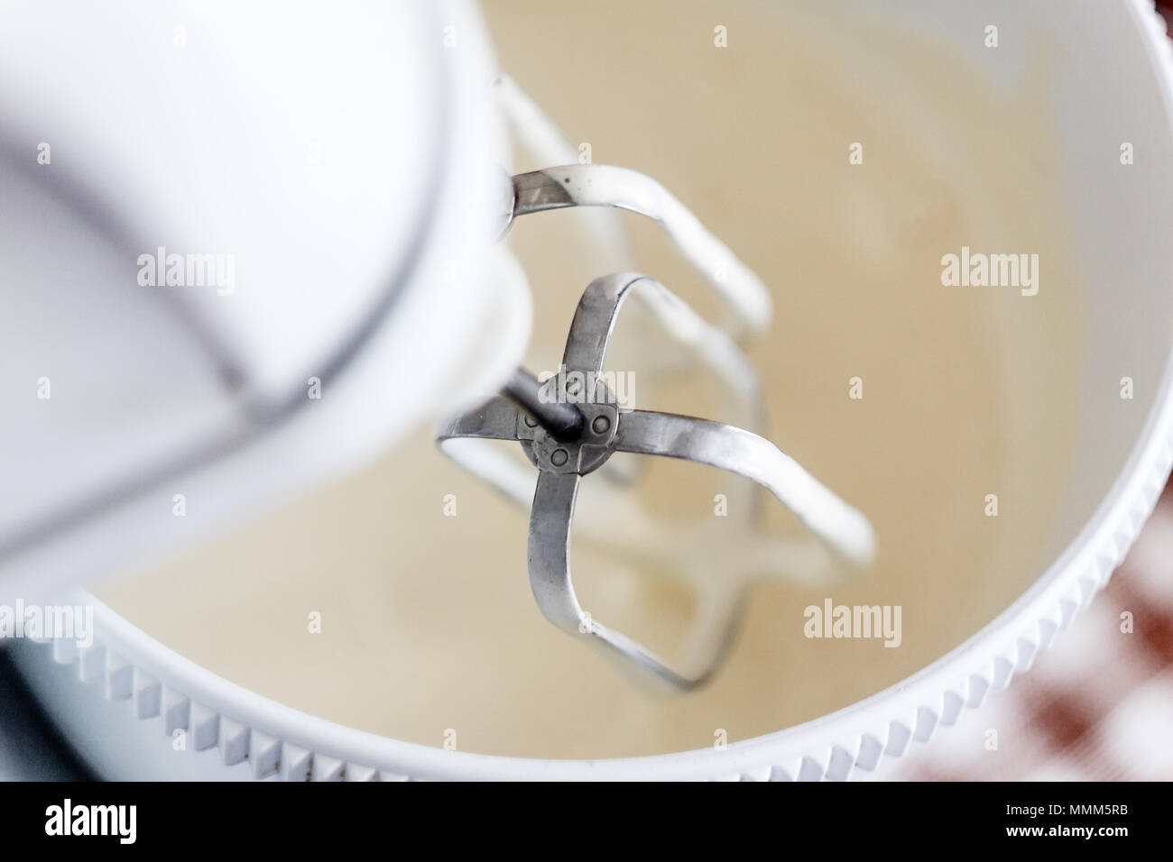 Making of a cream for home-made cakes on a mixer Stock Photo - Alamy