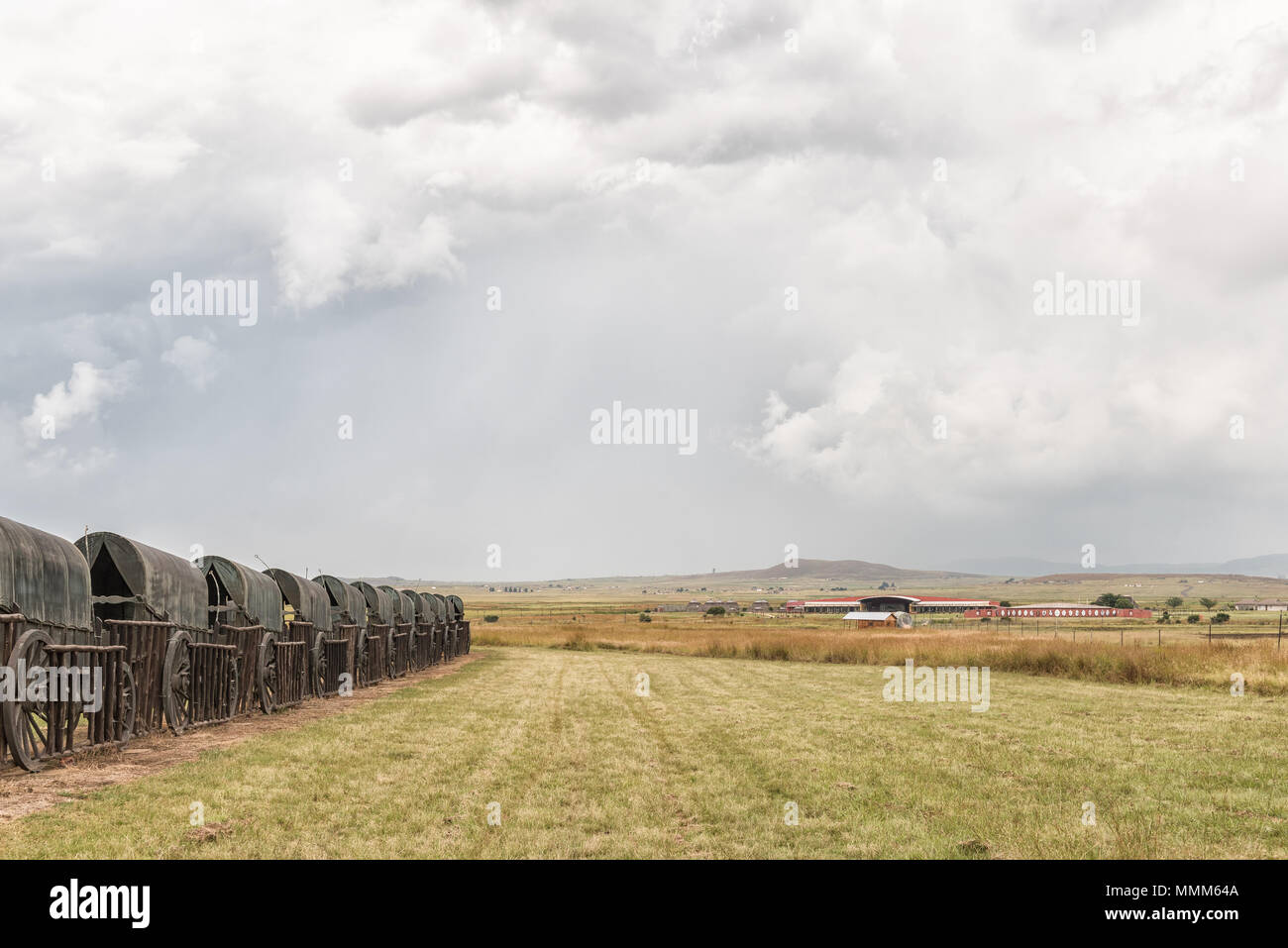 BLOEDRIVIER, SOUTH AFRICA - MARCH 21, 2018: The replica laager of ox ...