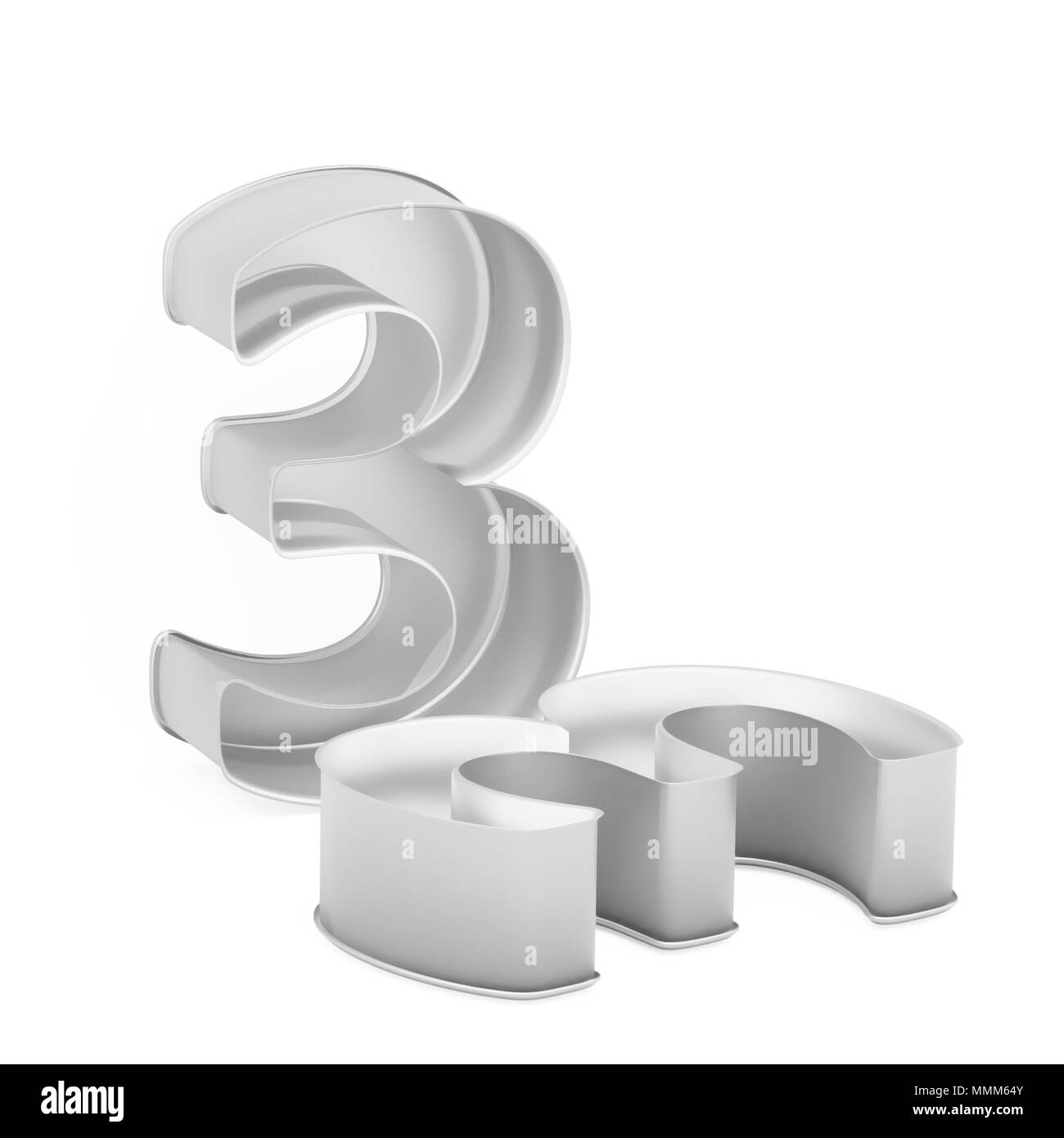 Metal baking cake pan or cookie cutter set like mathematical digit 3 on ...