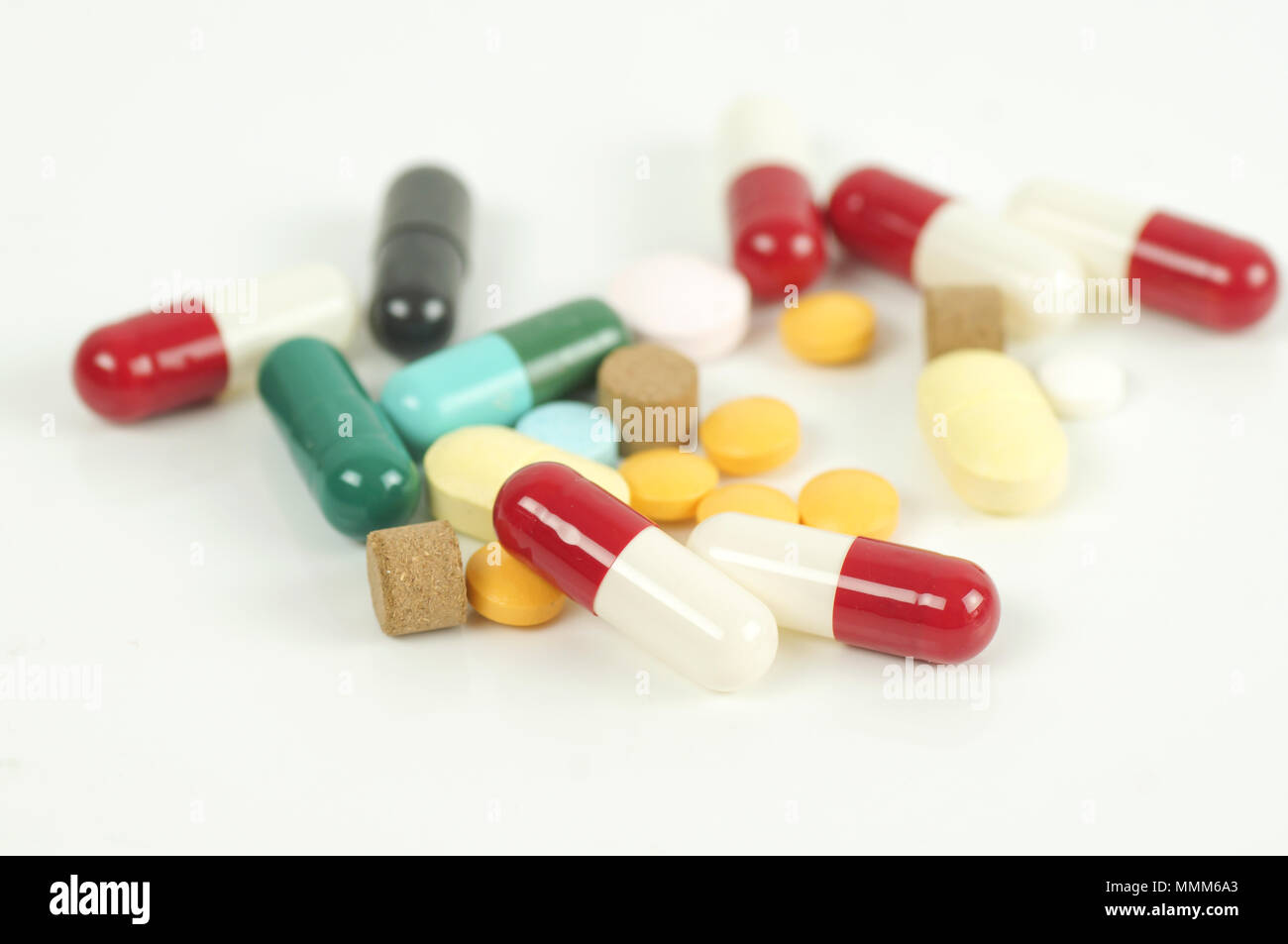 colorful drug, capsule and pill isolated on whigte background Stock ...