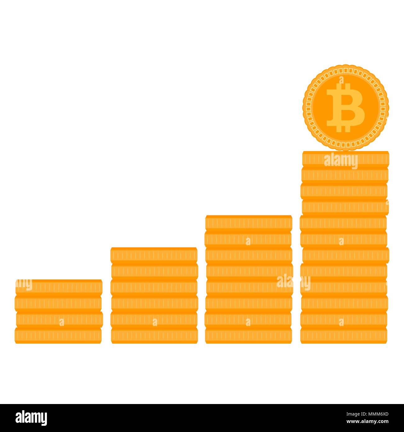 Bitcoin stack ladder or stairs. Finance money coin, financial currency ...