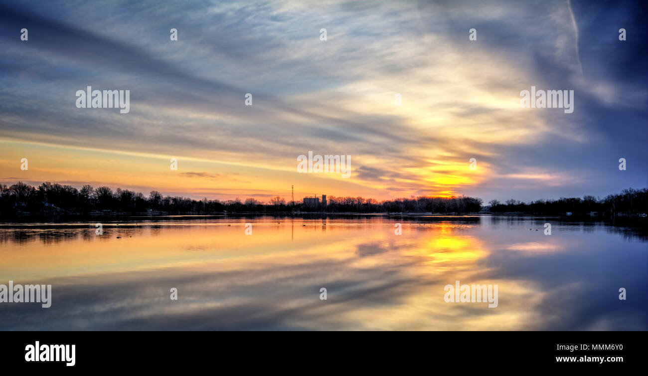 A beautiful spring sunrise view along the scenic banks of the Maumee ...